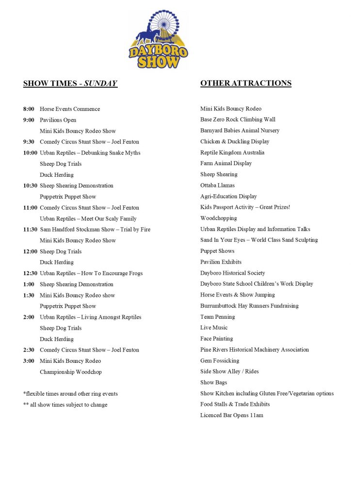 Sunday | Dayboro Show Society