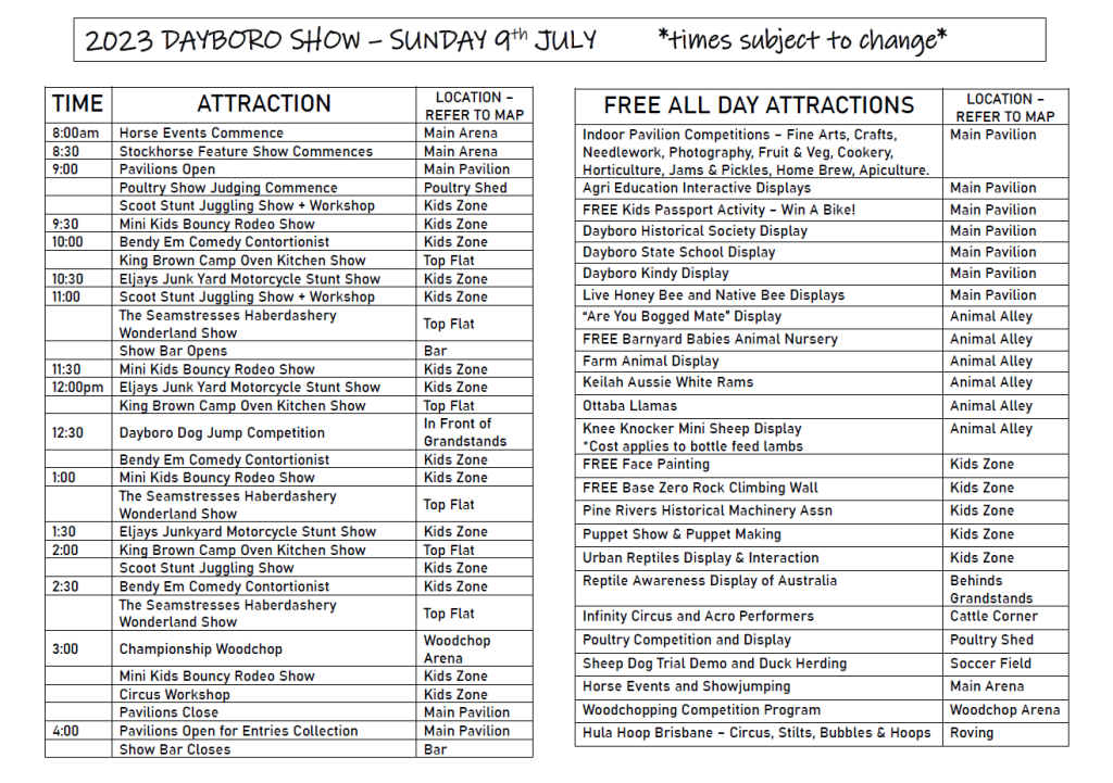 Sunday | Dayboro Show Society
