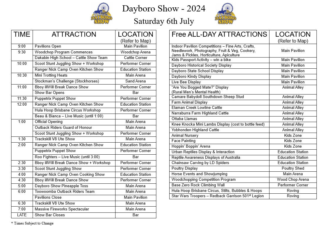 What’s On | Dayboro Show Society